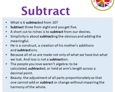 Subtract in a Sentence in English Archives - English Grammar Here