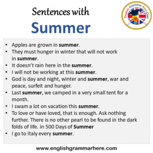 Sentences with Summer, Summer in a Sentence in English, Sentences For ...