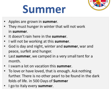 Sentences with Summer Archives - English Grammar Here