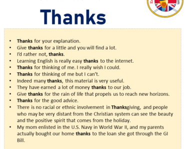 Thanks in a Sentence in English Archives - English Grammar Here