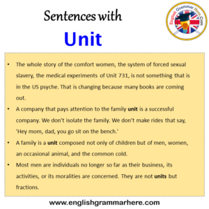 Sentences with Unit, Unit in a Sentence in English, Sentences For Unit ...
