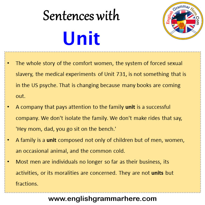 Sentences With Unit Unit In A Sentence In English Sentences For Unit 