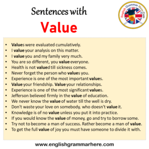 Sentences with Value, Value in a Sentence in English, Sentences For ...