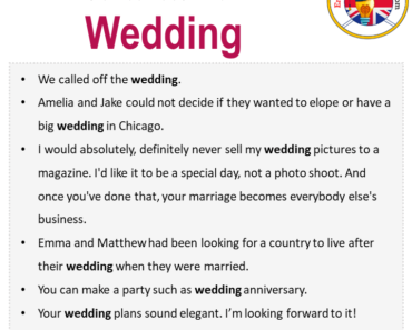 Wedding in a Sentence in English Archives - English Grammar Here