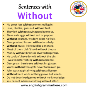 Sentences with Without, Without in a Sentence in English, Sentences For ...