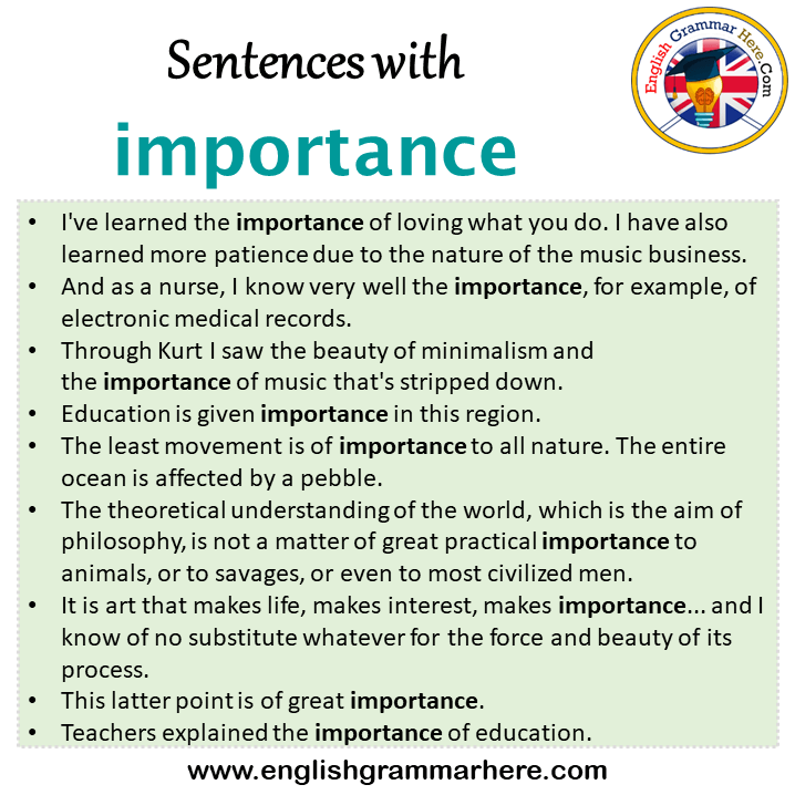 Sentences With Importance Importance In A Sentence In English Sentences With Importance Importance In A Sentence In English