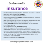 Sentences with insurance, insurance in a Sentence in English, Sentences ...