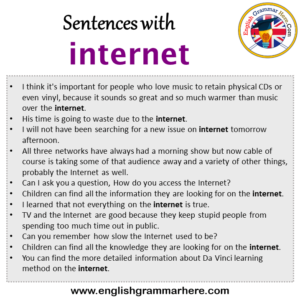Sentences with internet, internet in a Sentence in English, Sentences ...