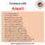 Sentences with Aren’t, Aren’t in a Sentence in English, Sentences For ...