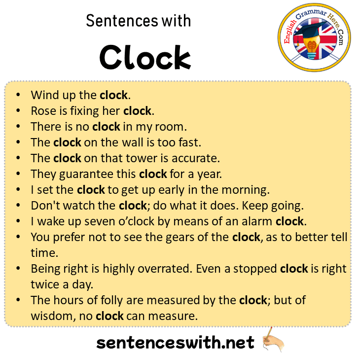 Sentences With Clock Clock In A Sentence In English Sentences For 