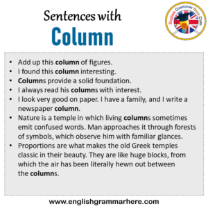 Sentences with Column, Column in a Sentence in English, Sentences For ...