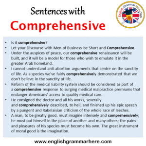 Sentences with Comprehensive, Comprehensive in a Sentence in English ...