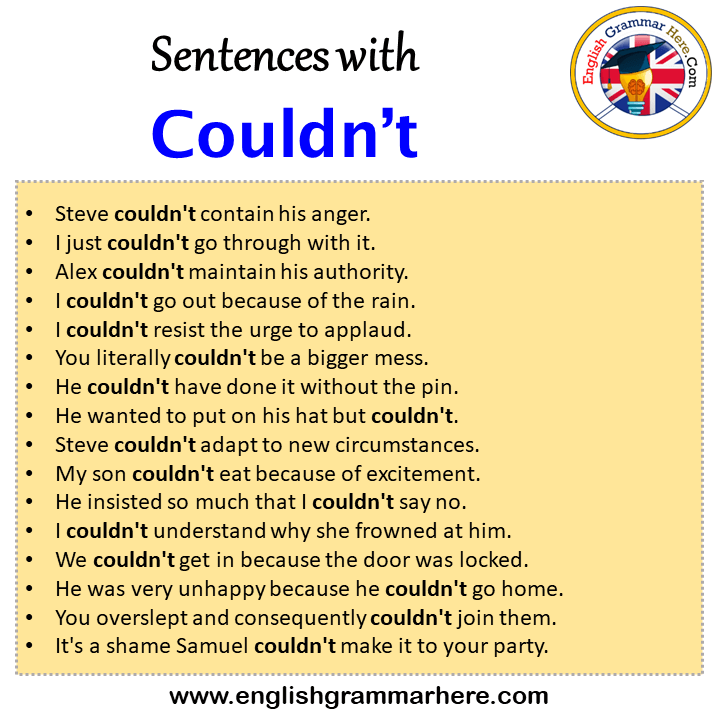 Sentences With Couldn t Couldn t In A Sentence In English Sentences Sentences With Couldn t Couldn t In A Sentence In English Sentences