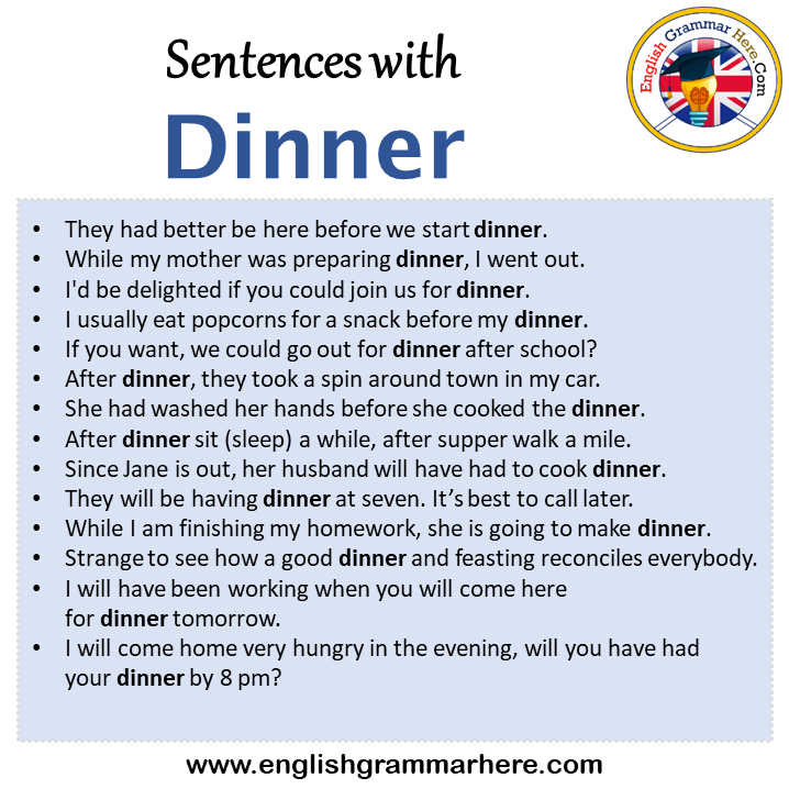 Sentences With Dinner Dinner In A Sentence In English Sentences For Sentences With Dinner Dinner In A Sentence In English Sentences For