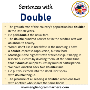 Sentences with Double, Double in a Sentence in English, Sentences For ...