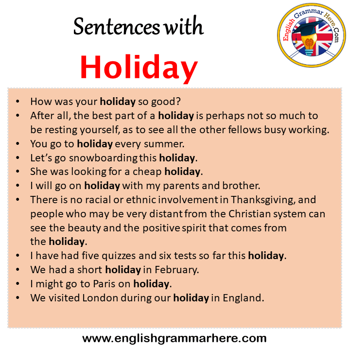 Sentences With Holiday Holiday In A Sentence In English Sentences For 