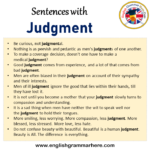 Sentences with Judgment, Judgment in a Sentence in English, Sentences ...