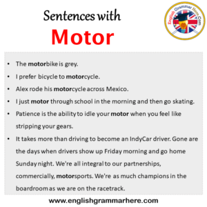 Sentences with Motor, Motor in a Sentence in English, Sentences For ...