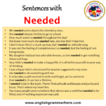 Sentences with Needed, Needed in a Sentence in English, Sentences For ...
