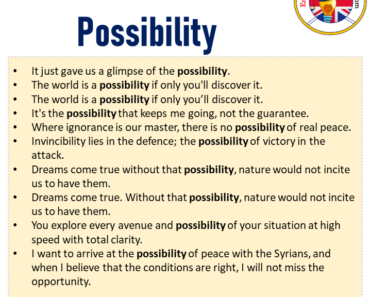 Possibility in a Sentence in English Archives - English Grammar Here