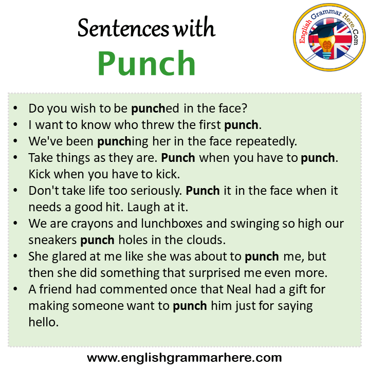Sentences With Punch Punch In A Sentence In English Sentences For
