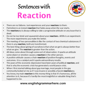 Sentences with Reaction, Reaction in a Sentence in English, Sentences ...