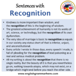 Sentences with Recognition, Recognition in a Sentence in English ...