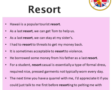 Sentences with Resort Archives - English Grammar Here