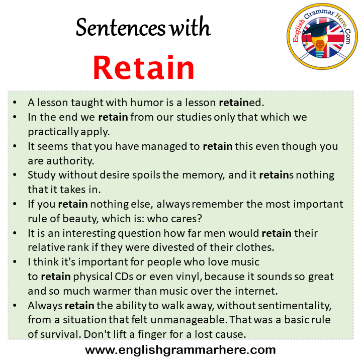 Sentences With Retain Retain In A Sentence In English Sentences For