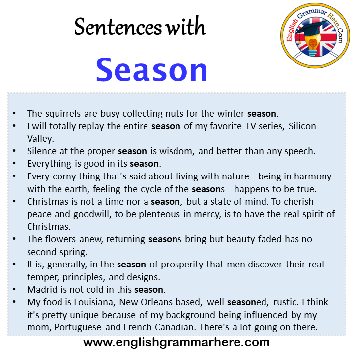 Sentences With Season Season In A Sentence In English Sentences For