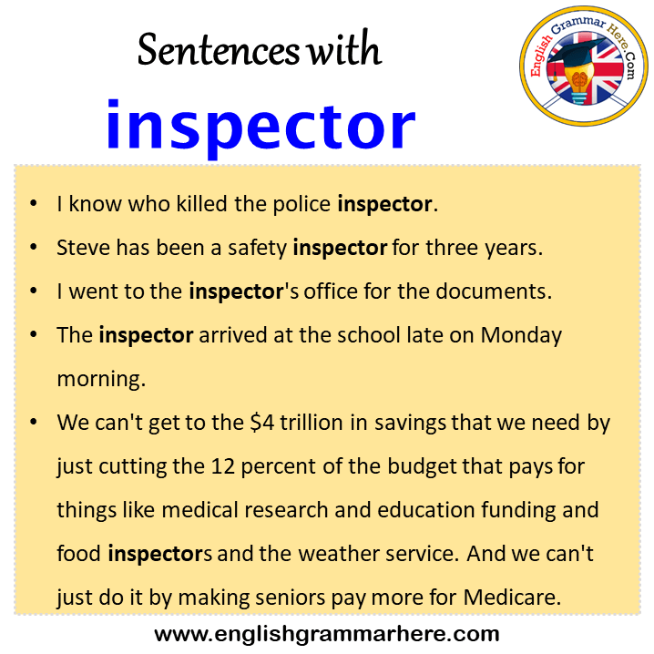Sentences With Inspector Inspector In A Sentence In English Sentences Sentences With Inspector Inspector In A Sentence In English Sentences