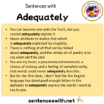 Sentences with Adequately, Adequately in a Sentence in English ...