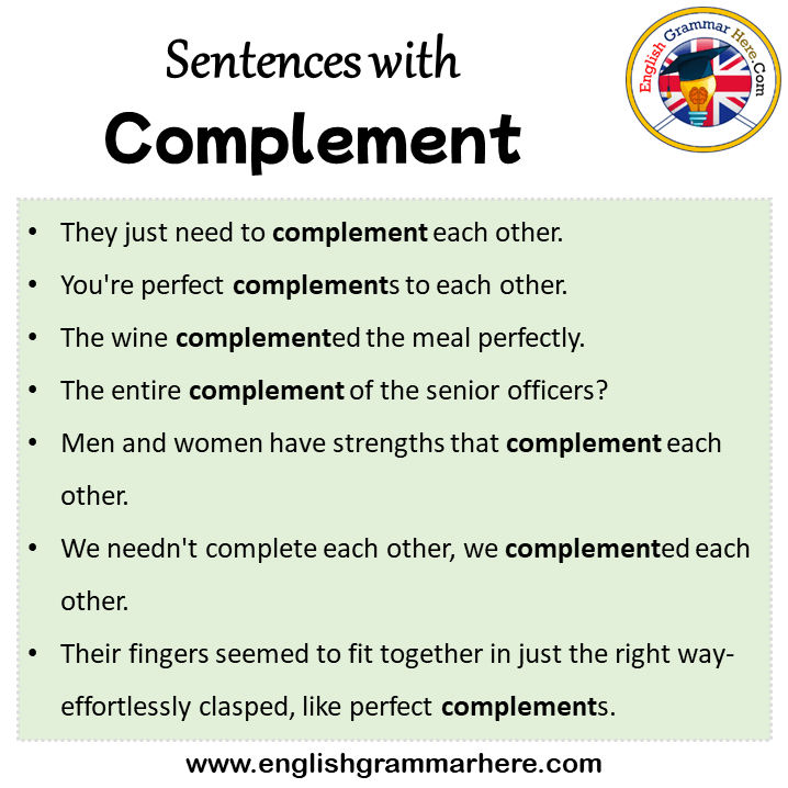 Sentences With Complement Complement In A Sentence In English