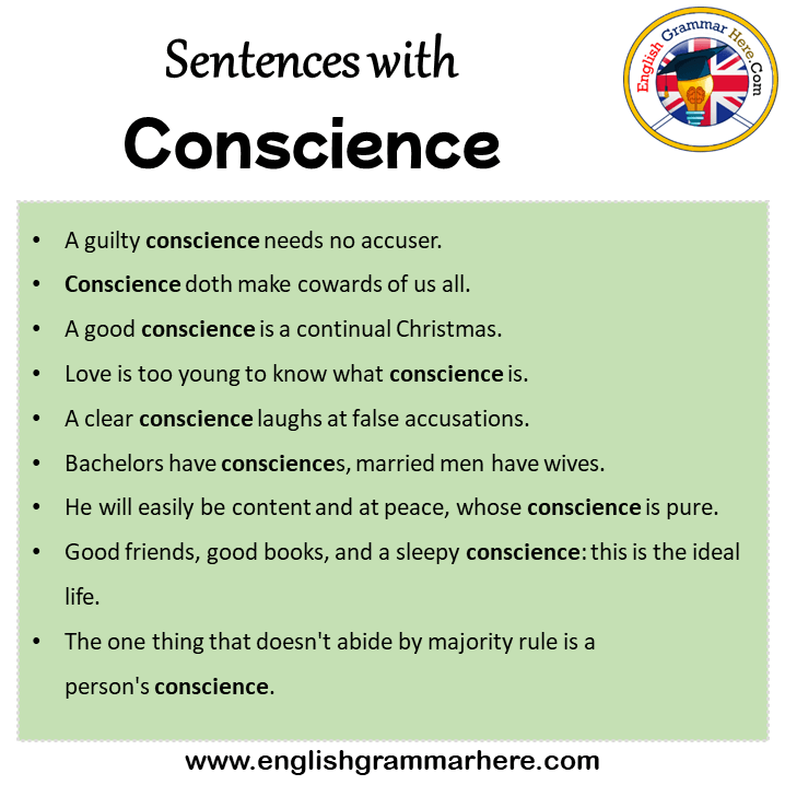 Sentences With Conscience Conscience In A Sentence In English