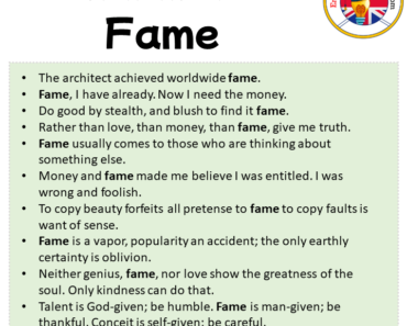 Sentences with Fame Archives - English Grammar Here