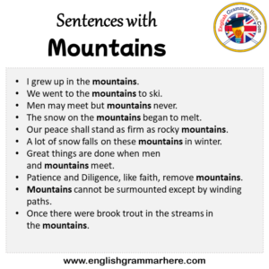Sentences with Mountains, Mountains in a Sentence in English, Sentences ...