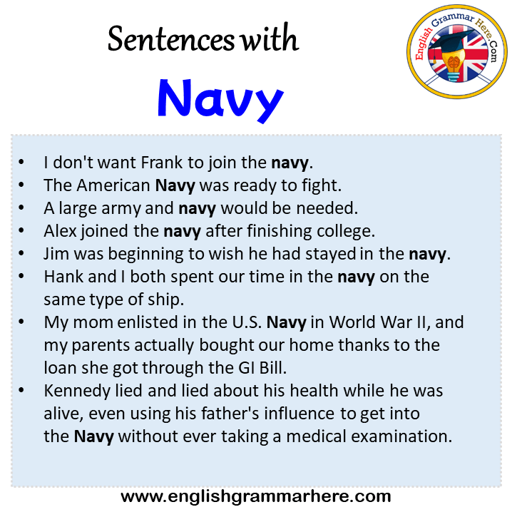 Sentences With Navy Navy In A Sentence In English Sentences For Navy Sentences With Navy Navy In A Sentence In English Sentences For Navy