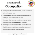 Sentences with Occupation, Occupation in a Sentence in English ...