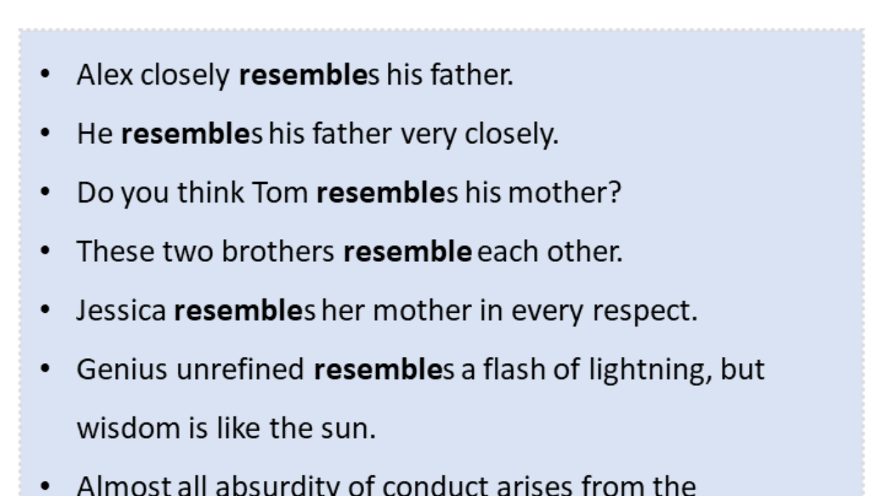 Resemblance In A Sentence
