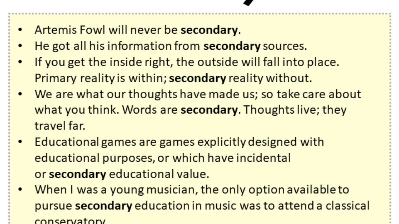 Secondary Sources Examples Sentences