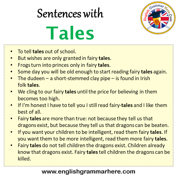 Sentences With Tales Tales In A Sentence In English Sentences For