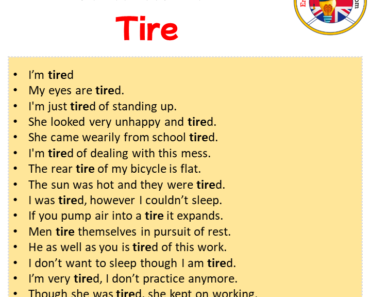 Sentences with Tire Archives - English Grammar Here