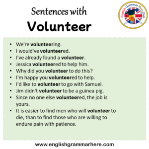 Sentences with Volunteer, Volunteer in a Sentence in English, Sentences ...