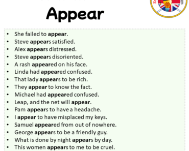 Appear in a Sentence in English Archives - English Grammar Here