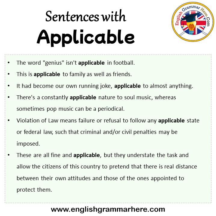 Sentences With Applicable Applicable In A Sentence In English