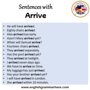 Sentences with Arrive, Arrive in a Sentence in English, Sentences For ...