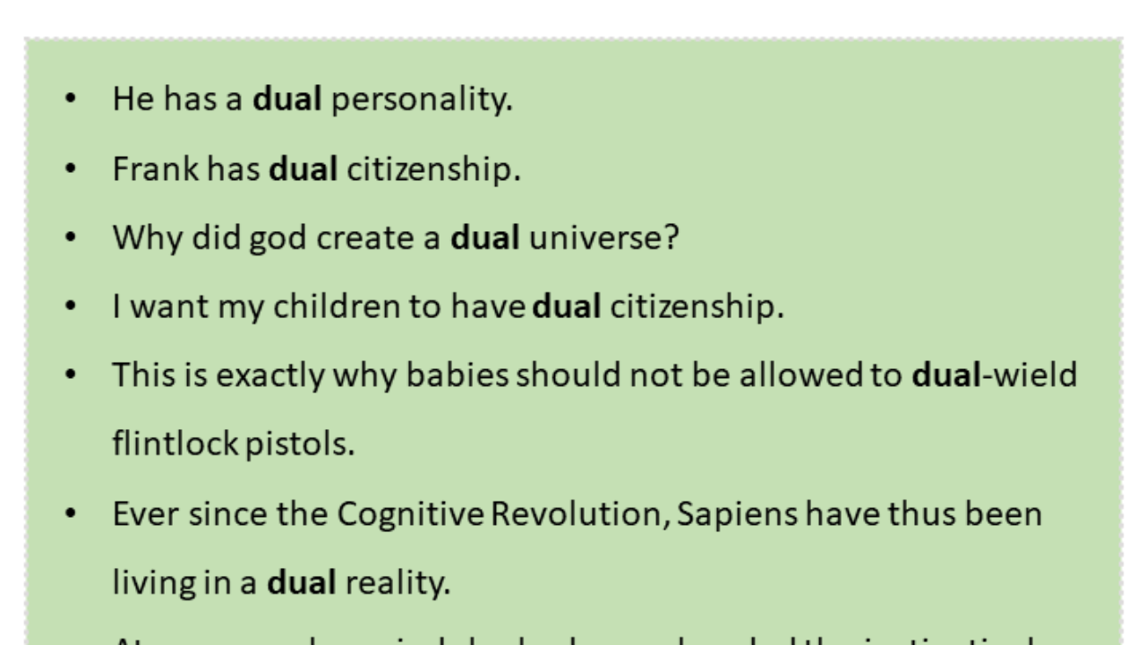 Dual And Duel In A Sentence