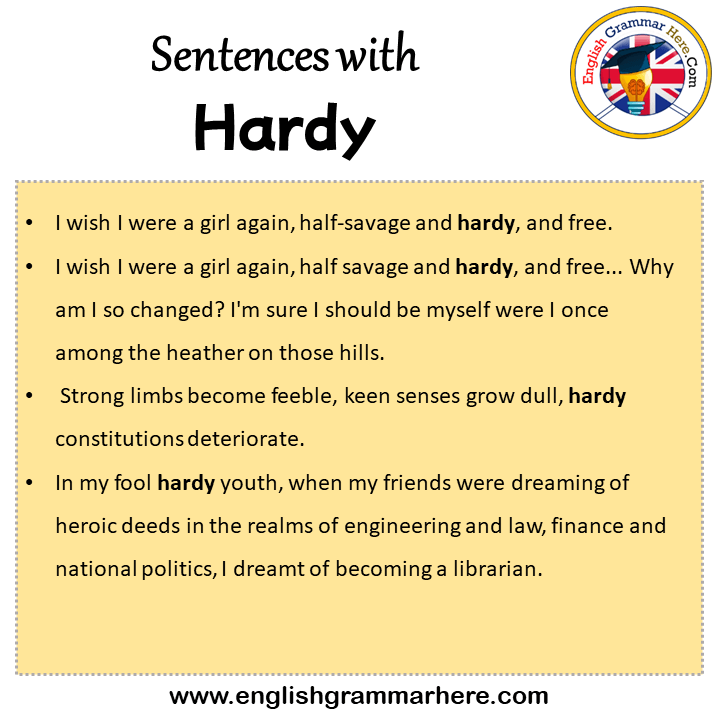 Sentences With Hardy Hardy In A Sentence In English Sentences For