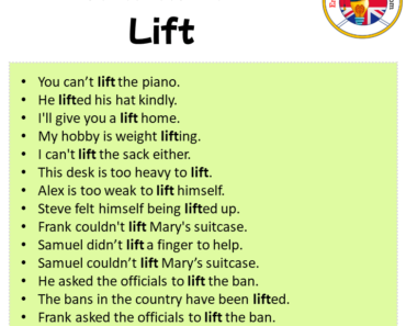 Sentences with Lift Archives - English Grammar Here