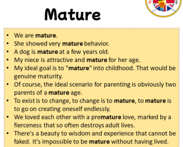 Mature in a Sentence in English Archives - English Grammar Here